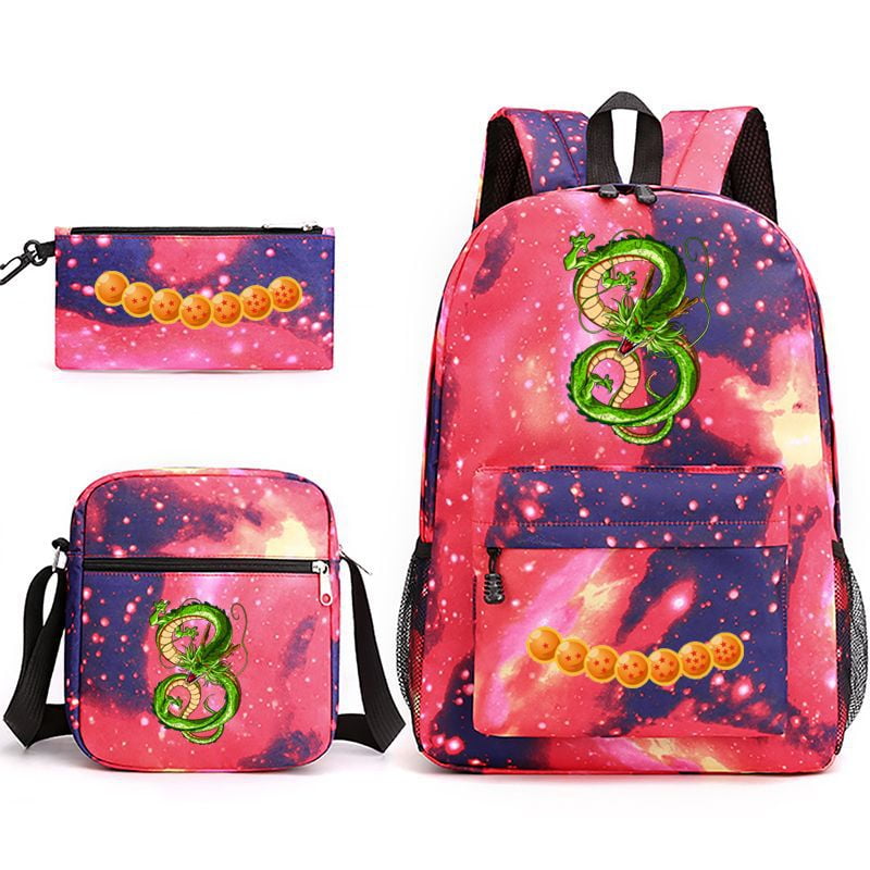 DRAGON-BAL Printed Backpack 3-piece Casual Outdoor School Bag 3-piece ...