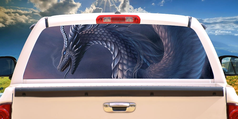 DRAGON Rear Window Graphic decal tint film see view thru vinyl ...