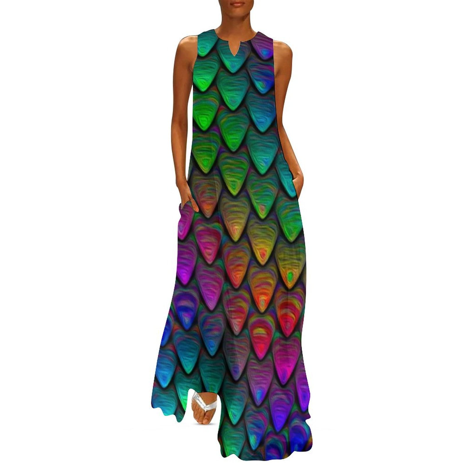 DRAGON SCALE TILES Long Dress birthday dress for wom luxury02 dresses ...