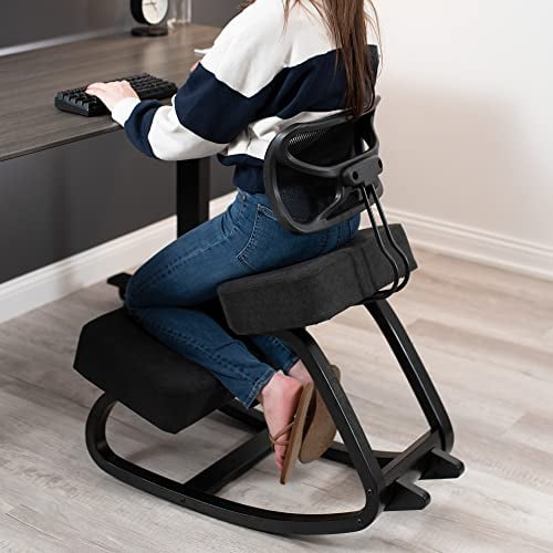 DRAGONN by VIVO Wooden Rocking Kneeling Chair with Back Support ...