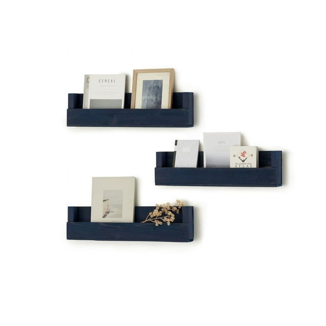 DRAKESTONE Floating Book + Display Shelf, 3-Pack - Navy - Walmart.com