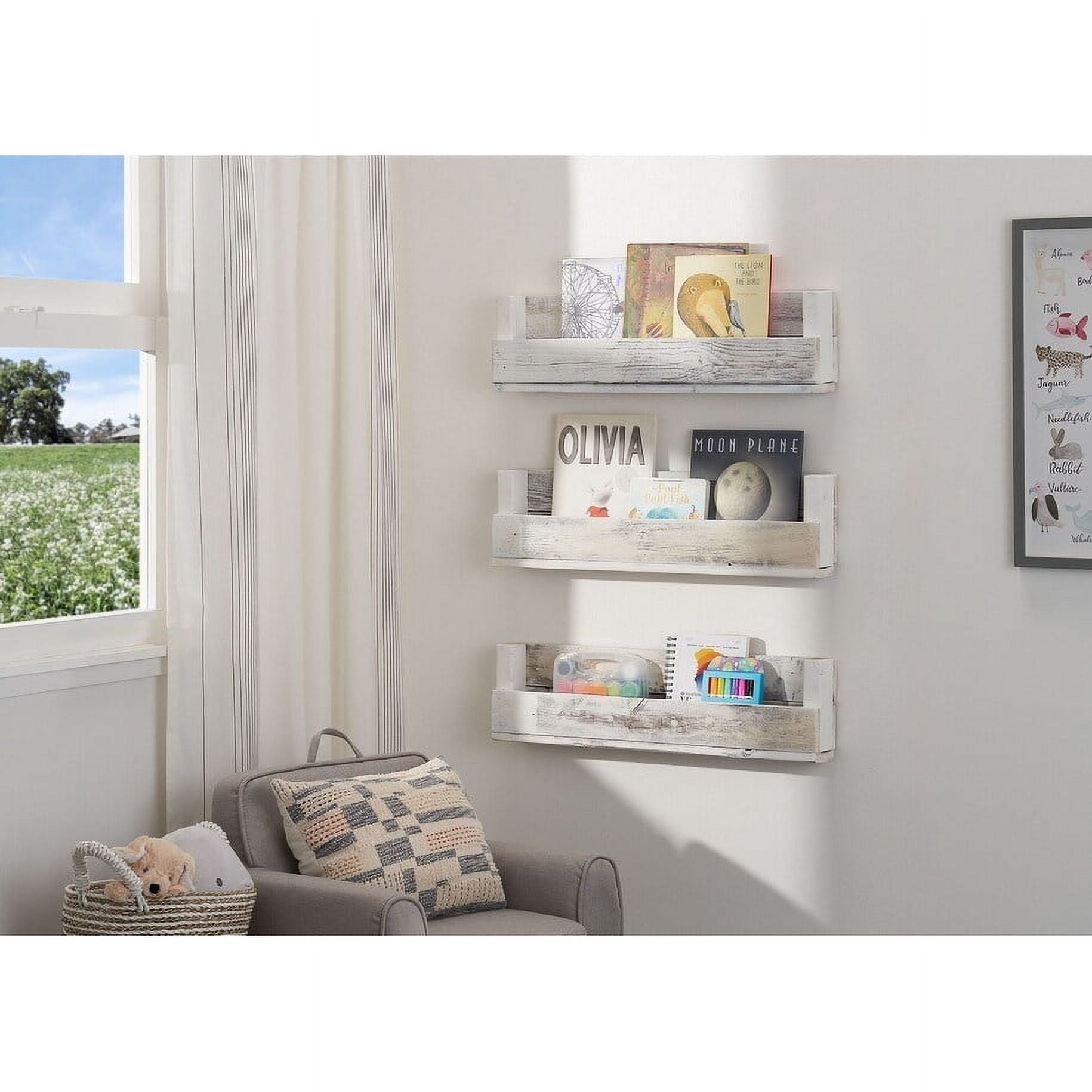 DRAKESTONE Floating Book + Display Shelf, 3-Pack - White Wash - Walmart.com