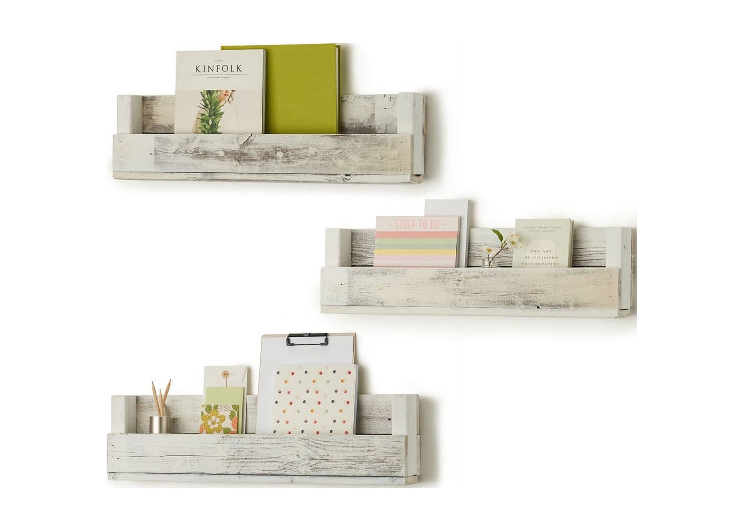 DRAKESTONE Floating Book + Display Shelf, 3-Pack - White Wash - Walmart.com