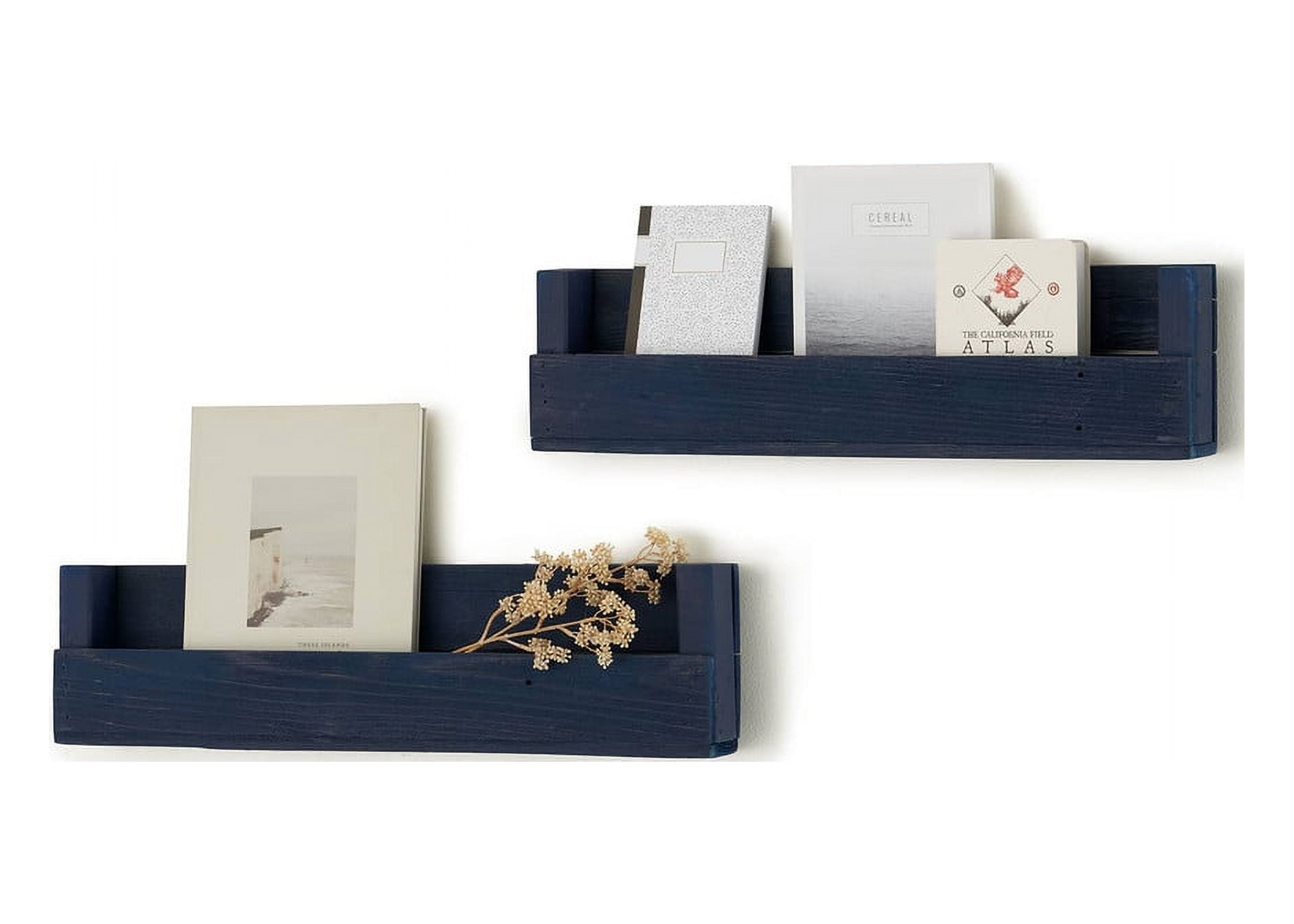 DRAKESTONE Floating Book and Photo Display Shelf (2-Pack) - Navy ...