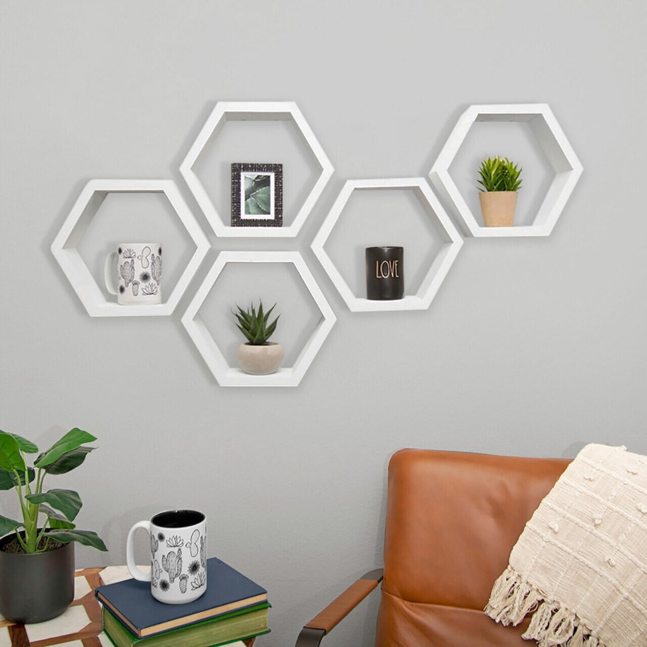 DRAKESTONE Hexagon Shelves, 5-Pack - White - Walmart.com