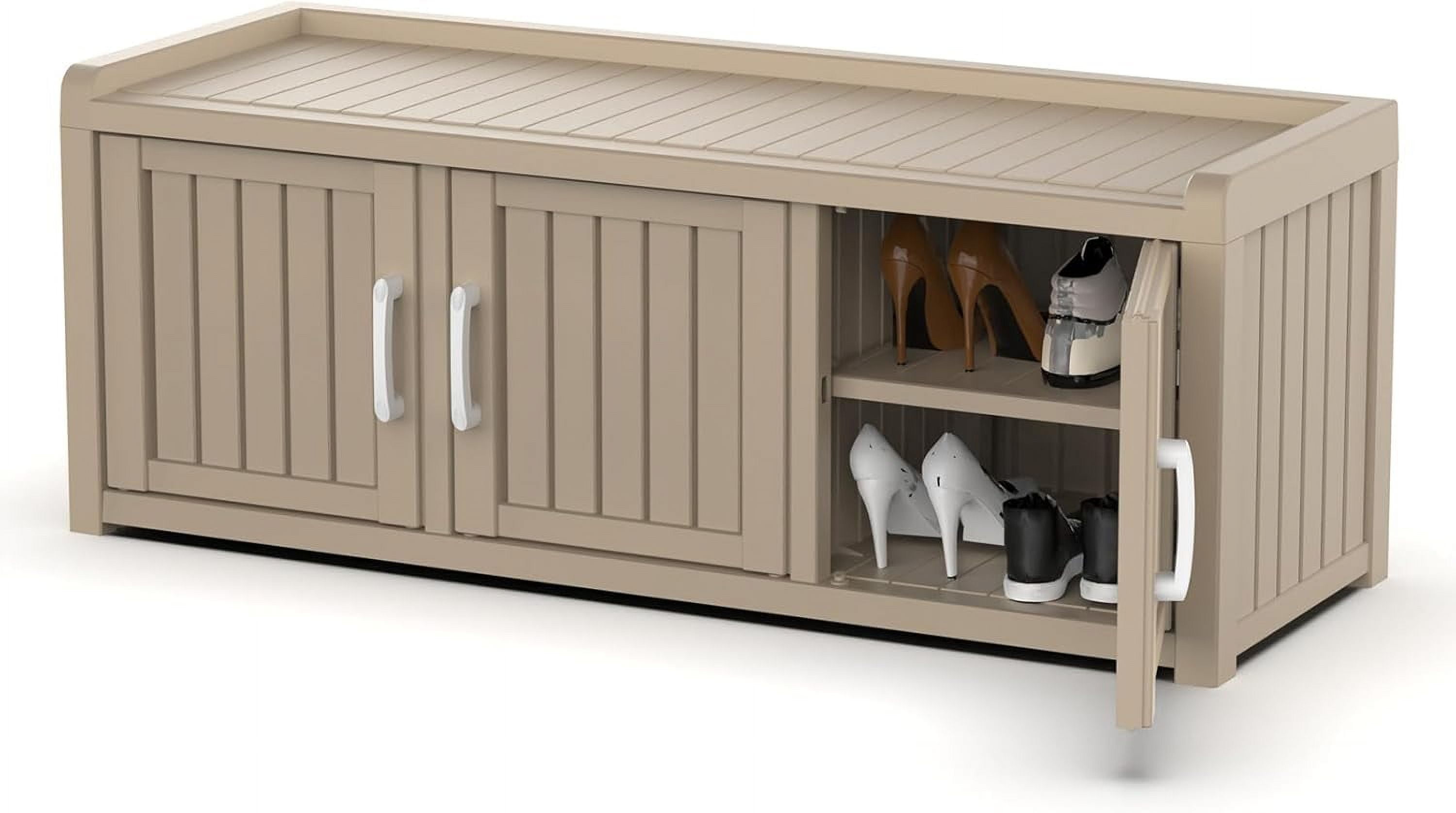 DRATO Indoor Outdoor Shoe Storage Cabinet,Waterproof Shoe Cabinet with Adjustable Shelves ...