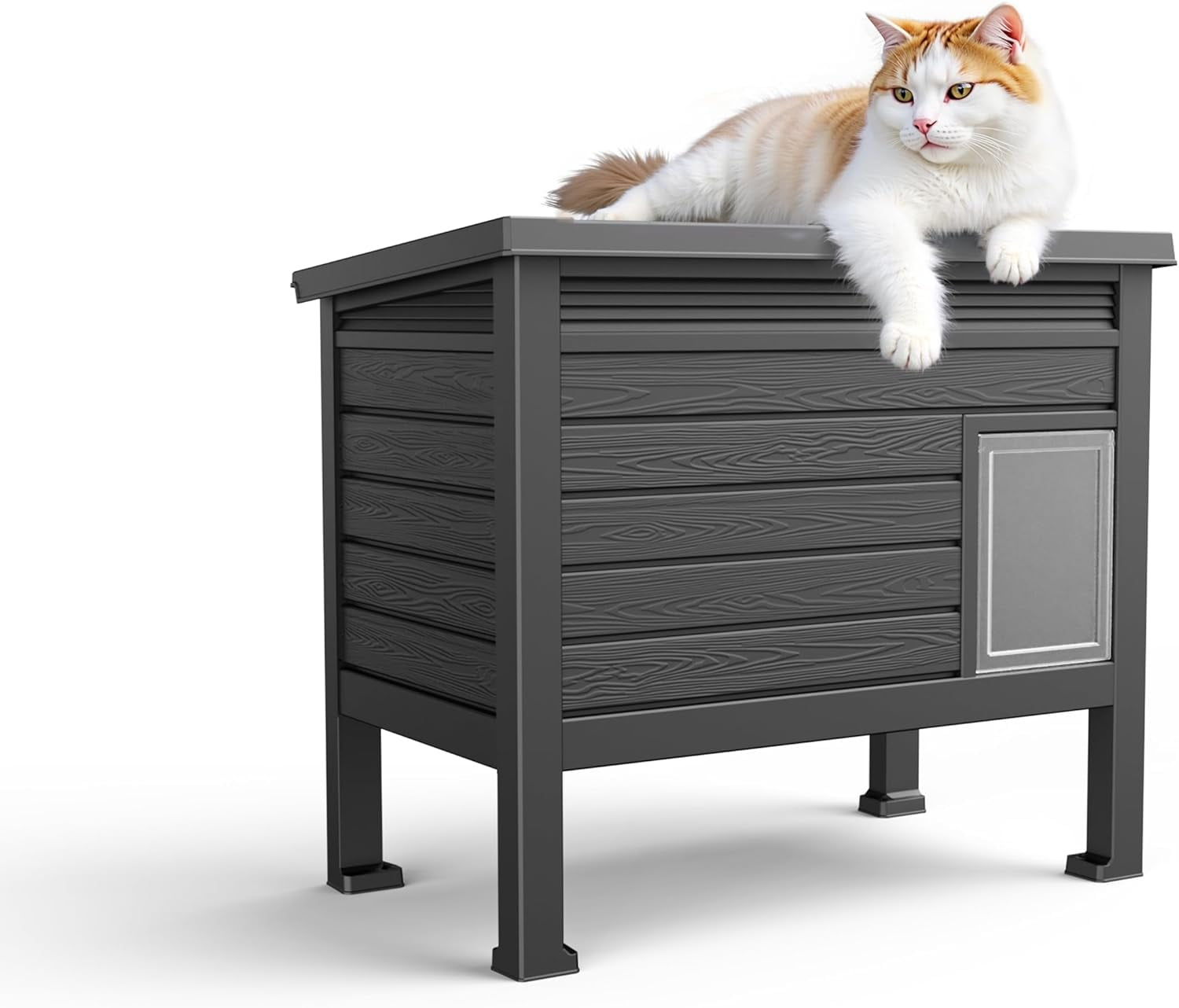 DRATO Outdoor Cat House,Weatherproof Feral Cat Shelter with Raised Floor,Warm,PP Material ...