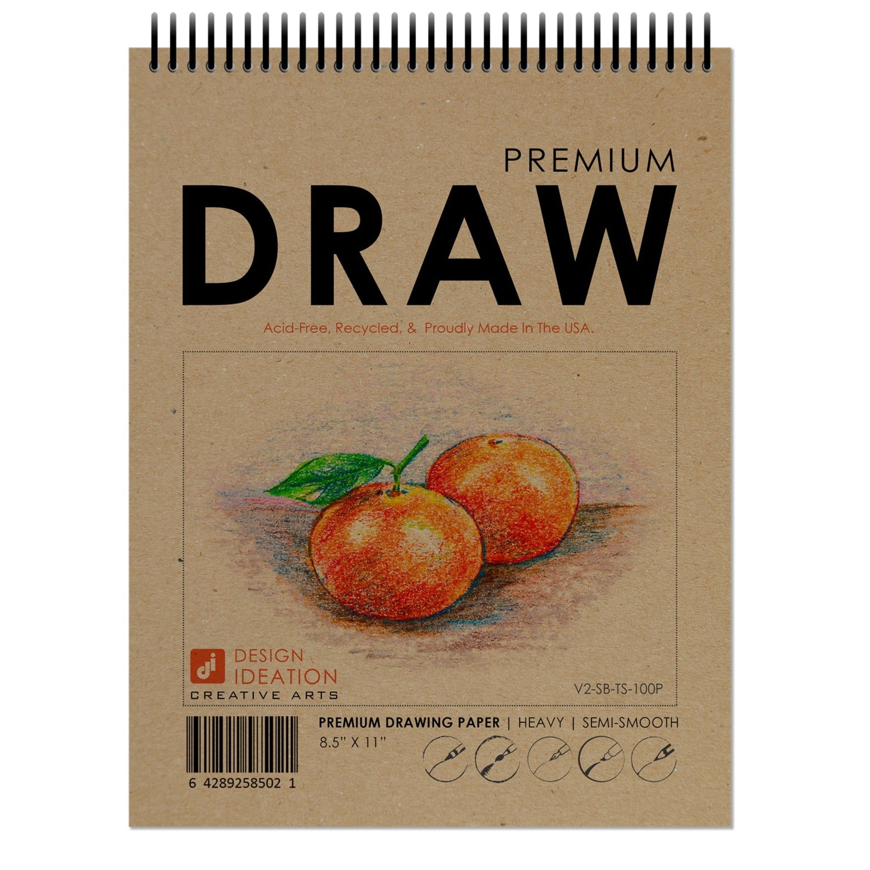 DRAW BOOK. Sketchbook. Spiral Bound. Pad Style. Multi-Media. (8.5" x 11 ...