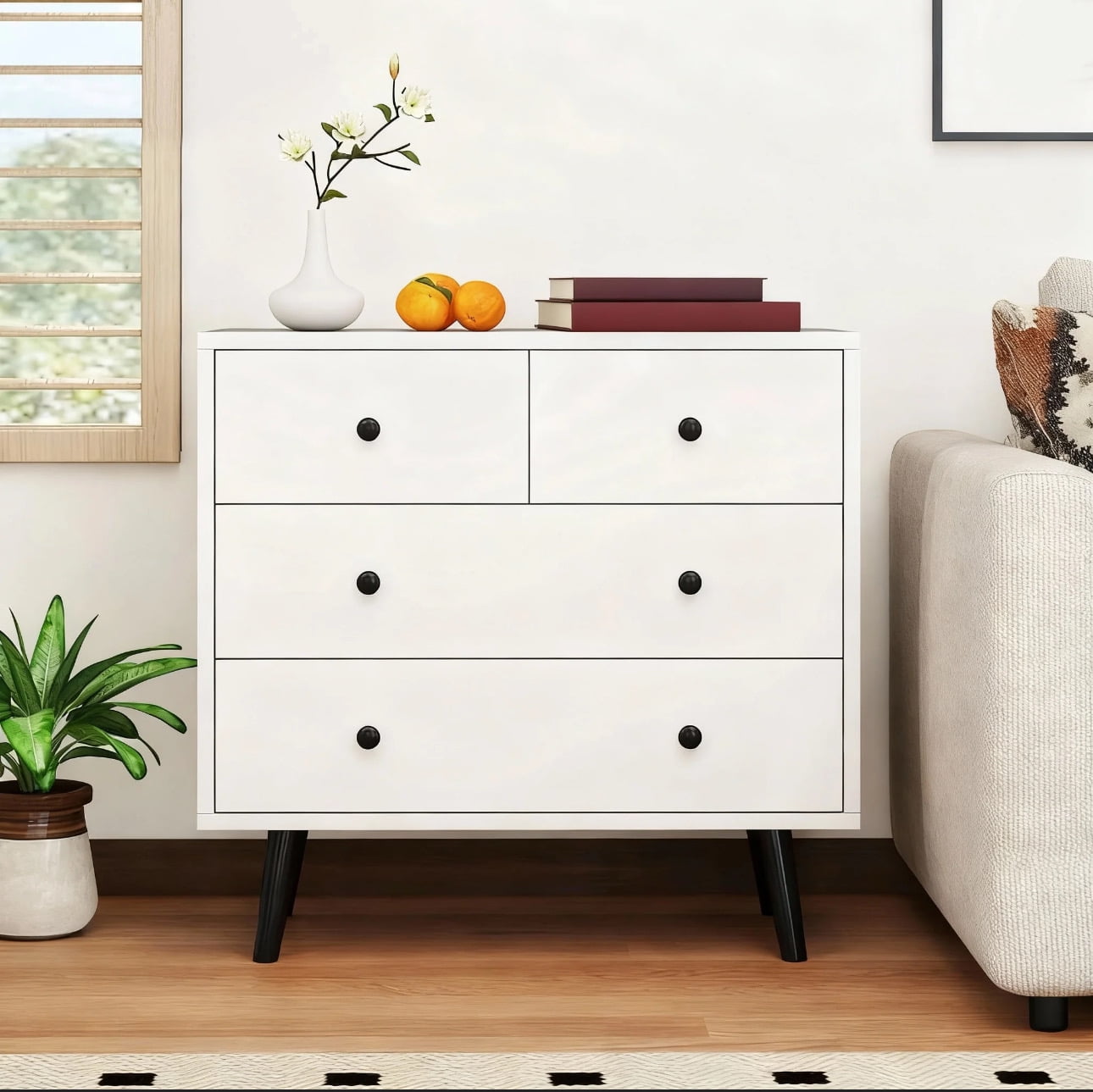 DRAZUNO 4 Drawer Dresser for Bedroom Wide Chest of Drawers with Metal ...