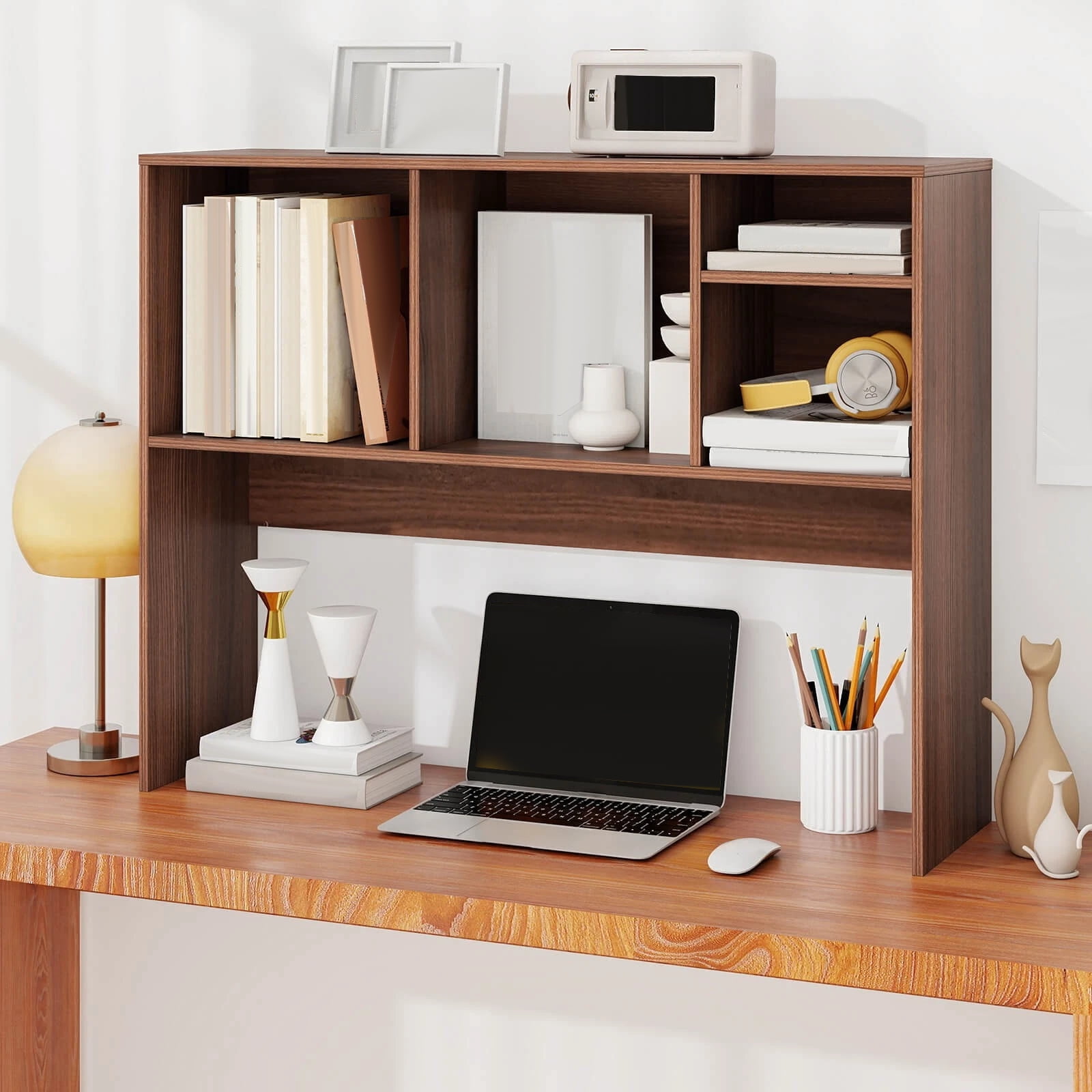 DRAZUNO Computer Desktop Bookcase Countertop Storage Bookshelf ...