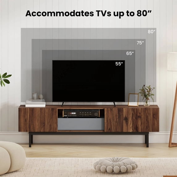 DRAZUNO TV Stand w/Cabinet 3 Drawers, Open Compartment, Cable Hole for ...