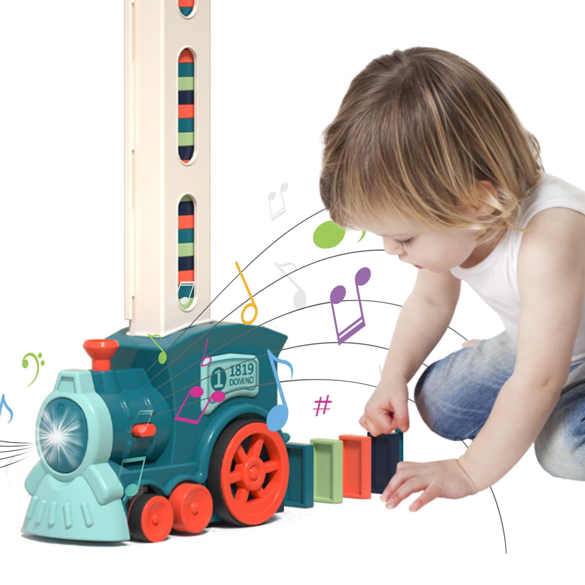 DRBIT 180Pcs Domino Train Set Fun Dominos Train Blocks Set with Color ...