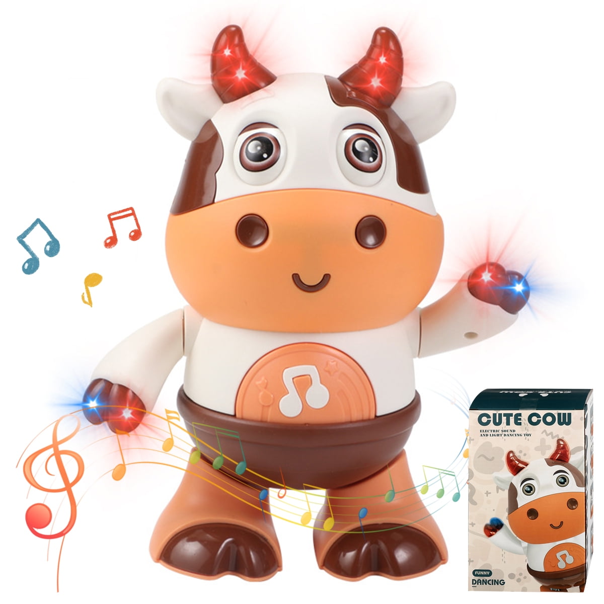 DRBIT Baby Cow Toy with Music and LED Lights Early Educational Baby Cow ...