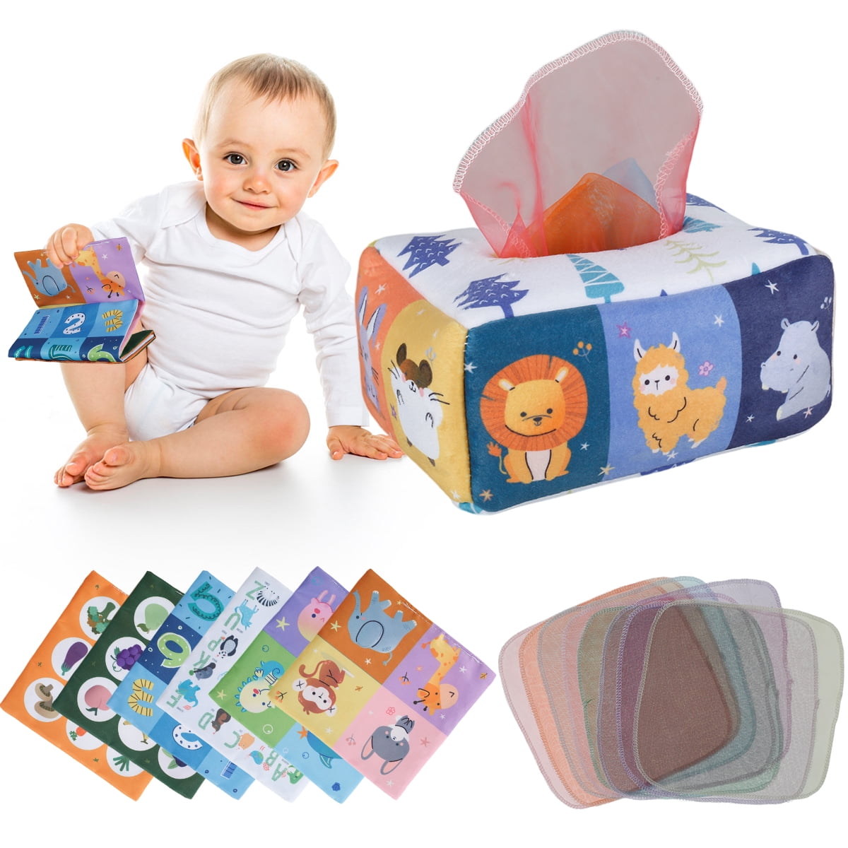 NUAHRHY Baby Tissue Box Toy Soft Cute Cartoon Magic Tissue Box ...