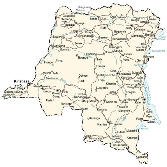 DRC Road Map Congo GLOSSY POSTER PICTURE PHOTO PRINT BANNER ...