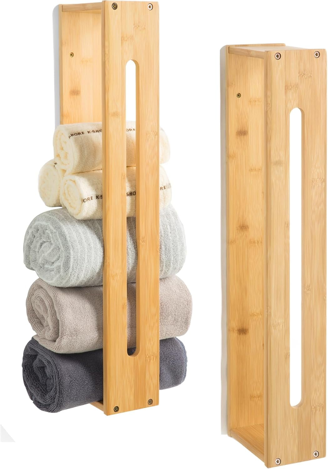 DRDINGRUI Wall Towel Rack Bamboo Bath Towel Holder Towel Storage Wall ...