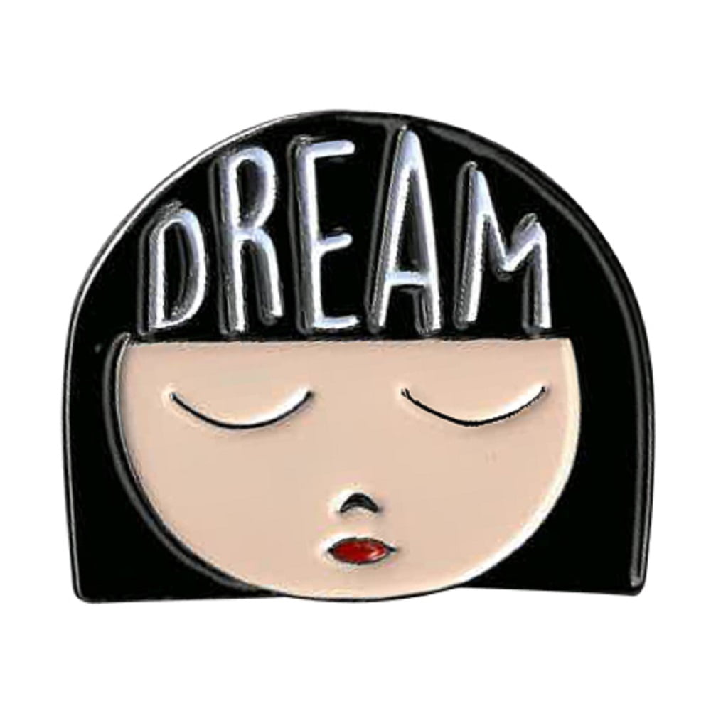 Dream Enamel Pin Dream Quote In Girl Hair Novelty Backpack Cute Enamel Lapel Pin