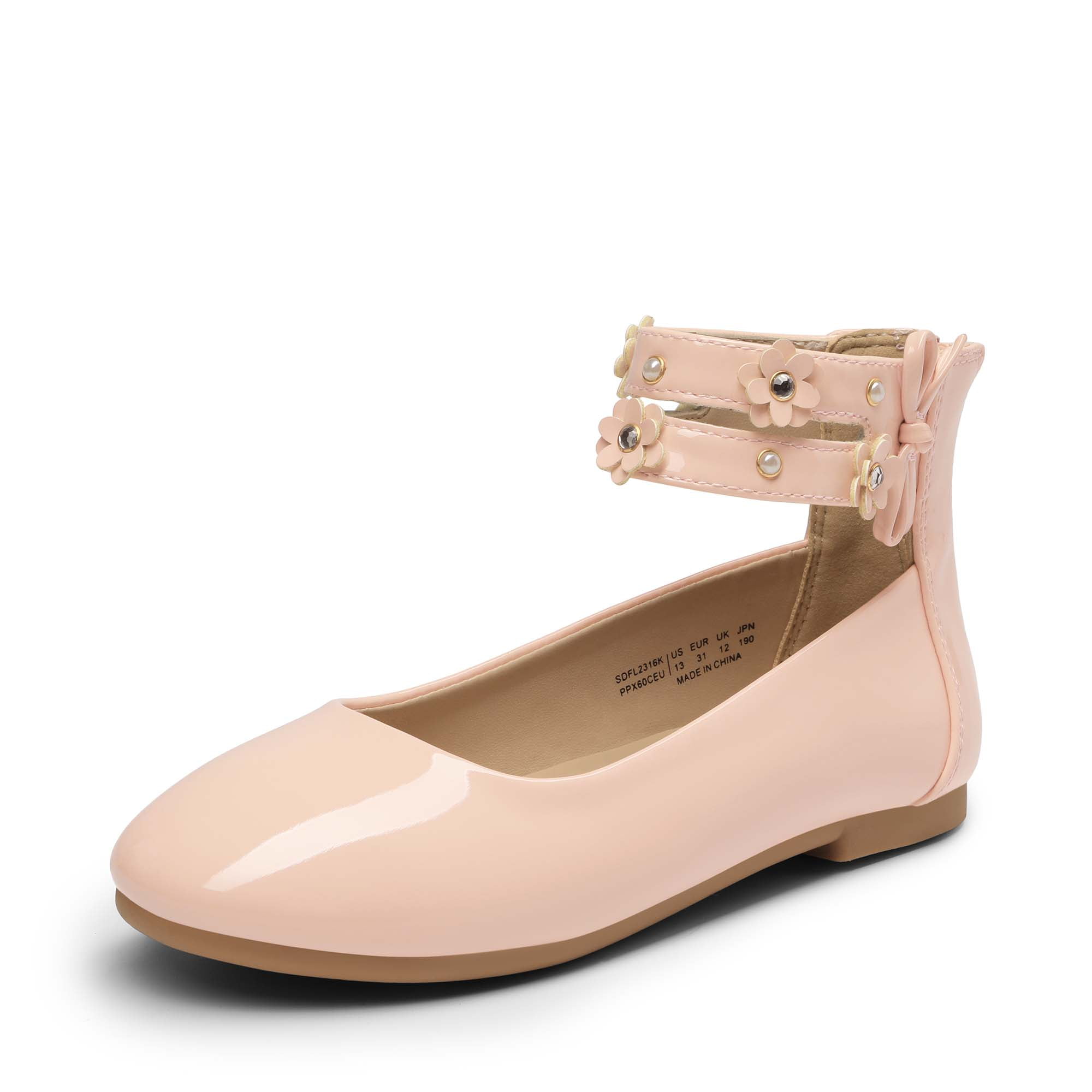 DREAM PAIRS Girls Ballerina Dress Shoes Pearls Bow Ankle Strap Flower ...