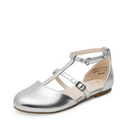 Bocca Girl's Silver Glitter Ballet Flat Ankle Strap Ballerina Flat ...