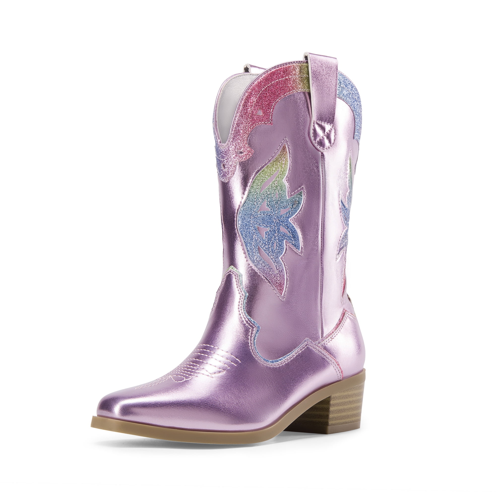 DREAM PAIRS Girls Cowgirl Cowboy Boots Western Fashion Mid Calf Boots ...