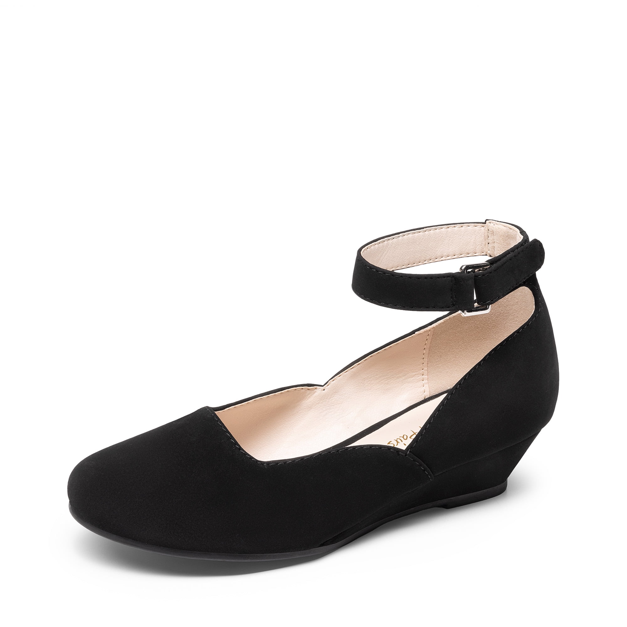 DREAM PAIRS Girls Dress Shoes Low Wedge Heels Ankle Strap Wedding ...