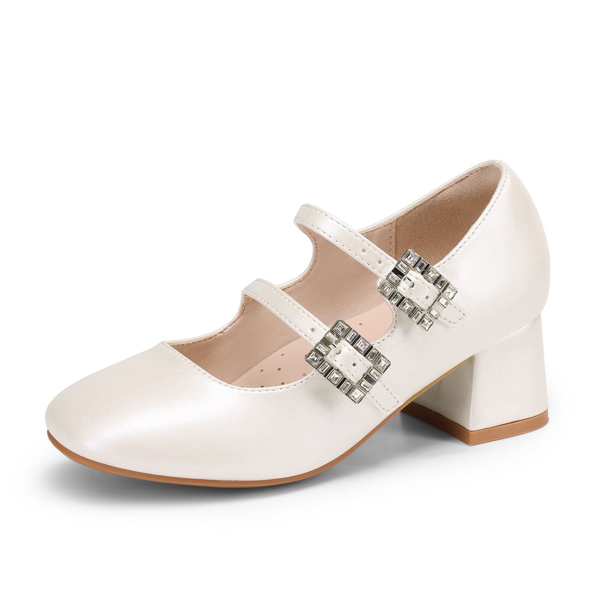 DREAM PAIRS Girls Mary Jane Dress Shoes Double Straps High Heel ...