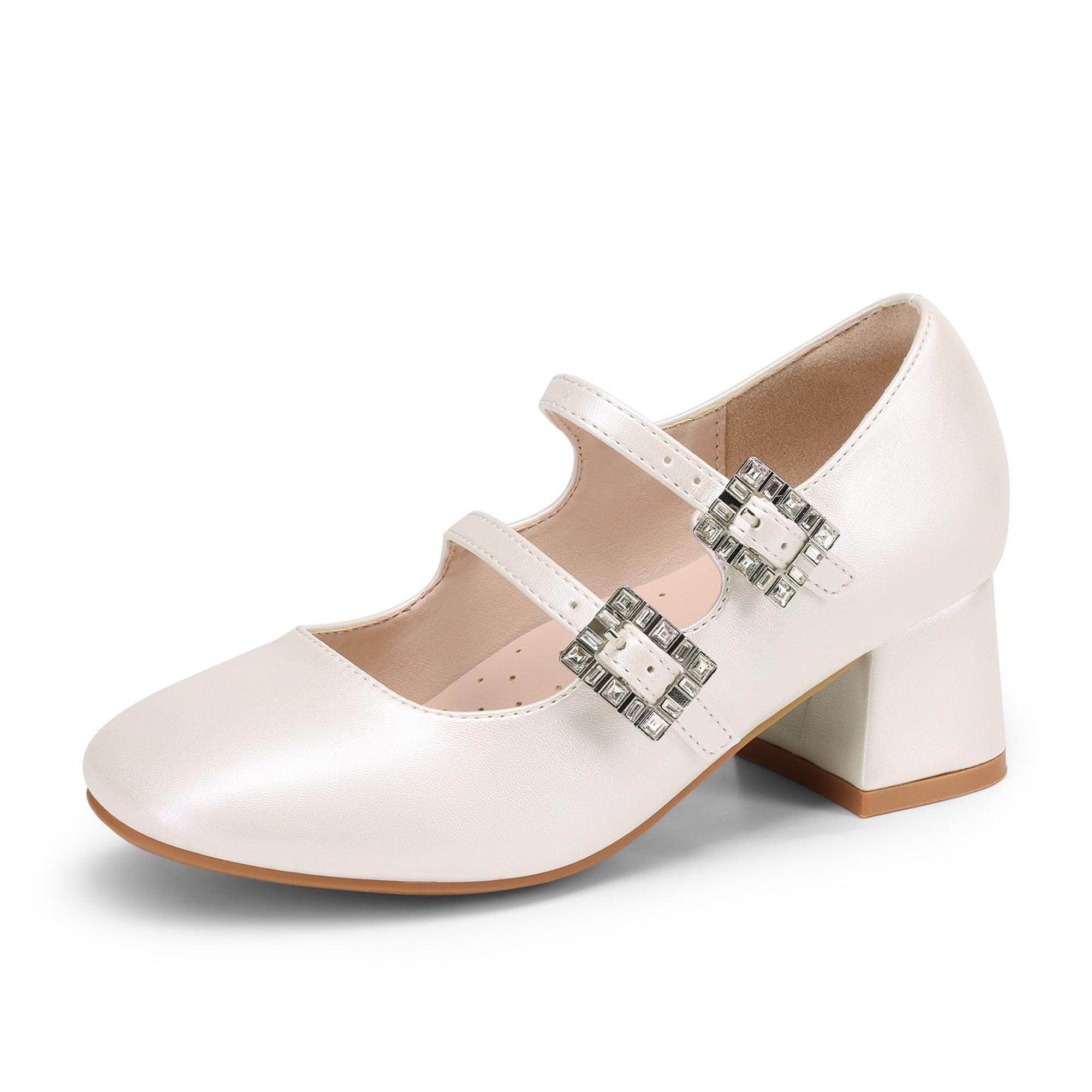 DREAM PAIRS Girls Mary Jane Dress Shoes Double Straps High Heel ...