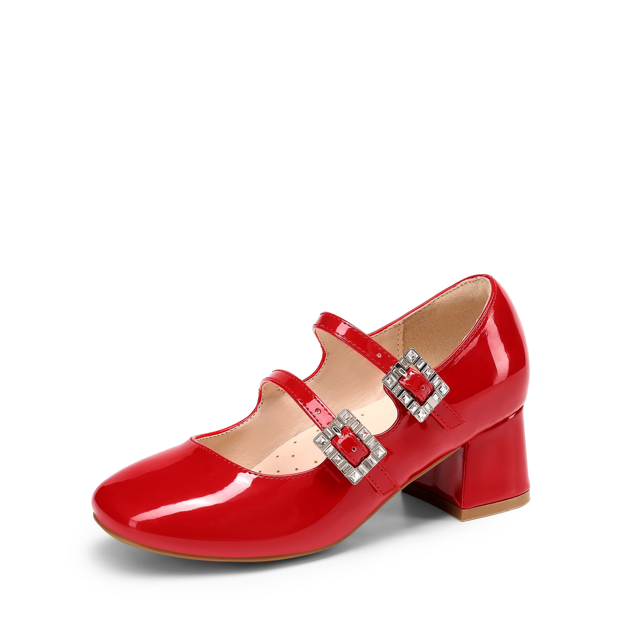 DREAM PAIRS Girls Mary Jane Dress Shoes Double Straps High Heel ...
