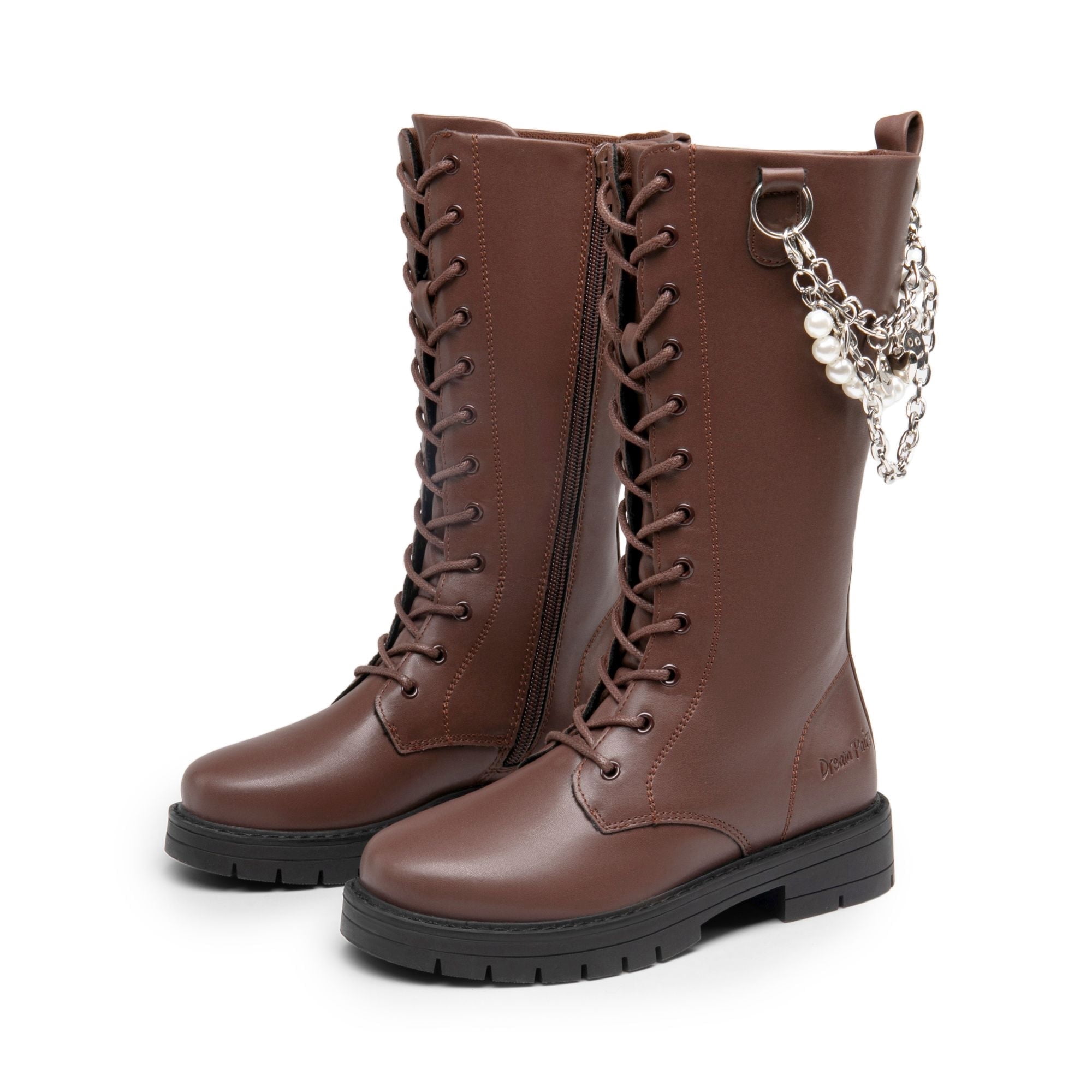 Burudani Girls Riding Boots Non-Slip Knee High Side Zipper Shoes Dark ...