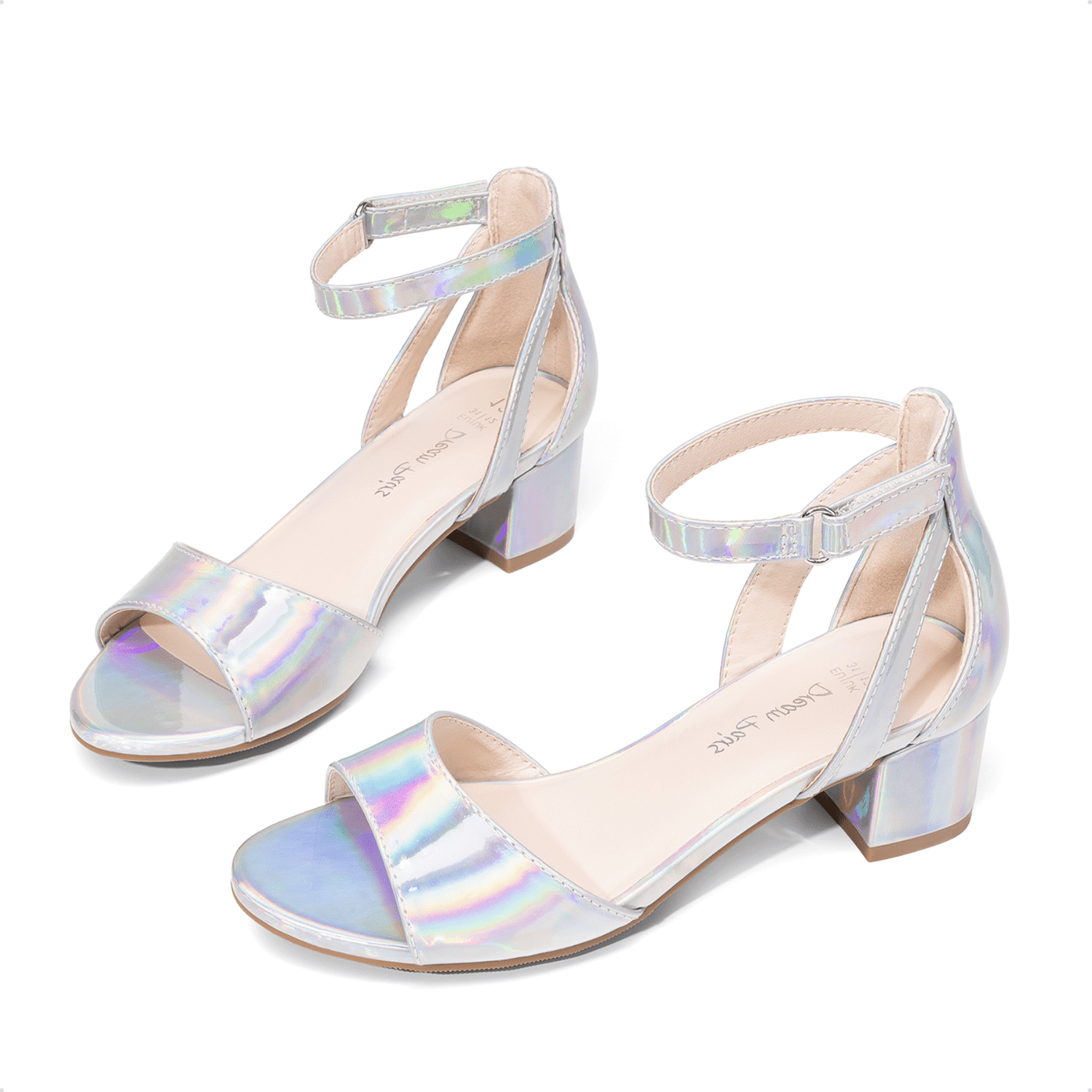 BURUDANI Girls Sandals High Heels Princess Wedding Party Ankle Strap ...