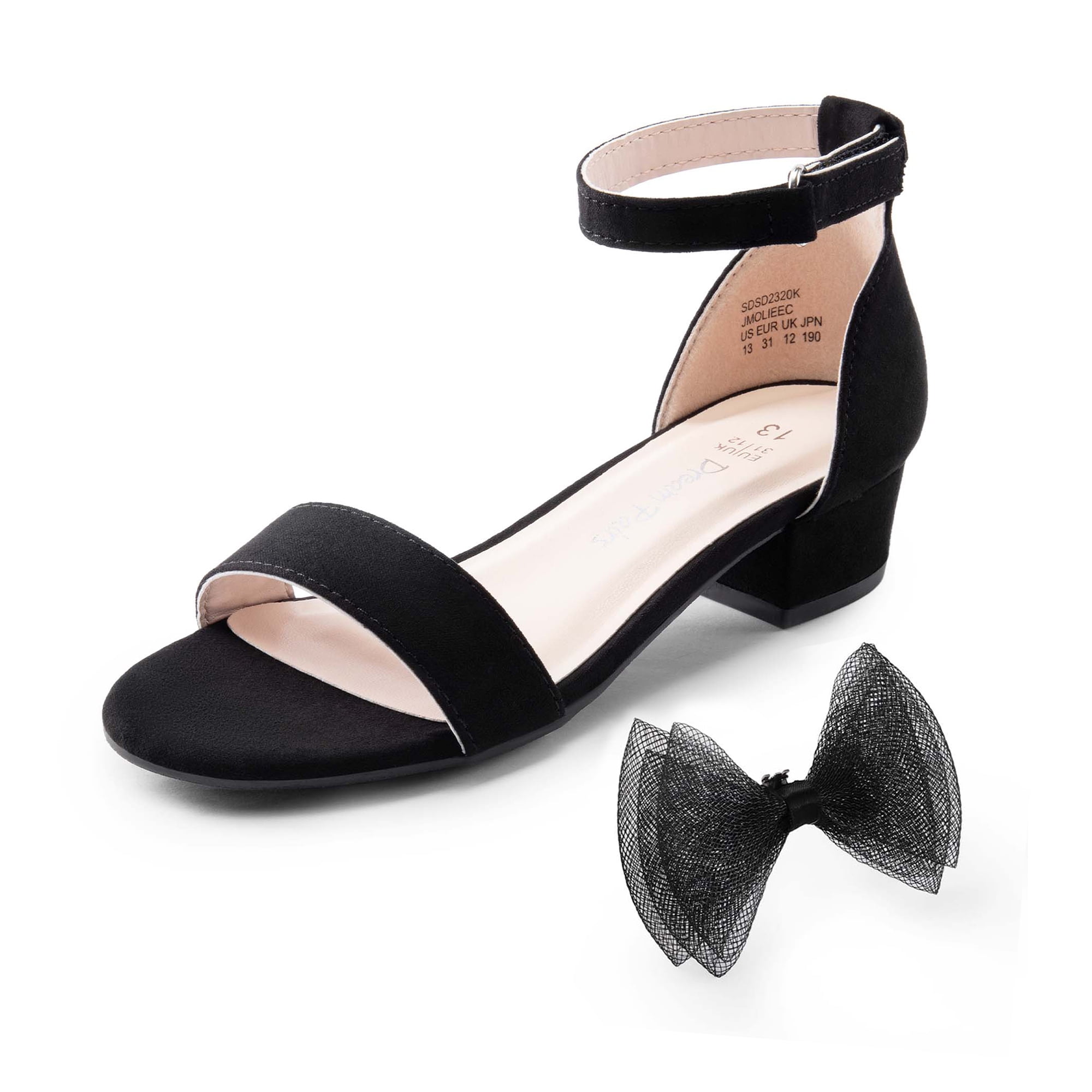 DREAM PAIRS Girls Sandals Low Heel Dress Pump Ankle Strap ...