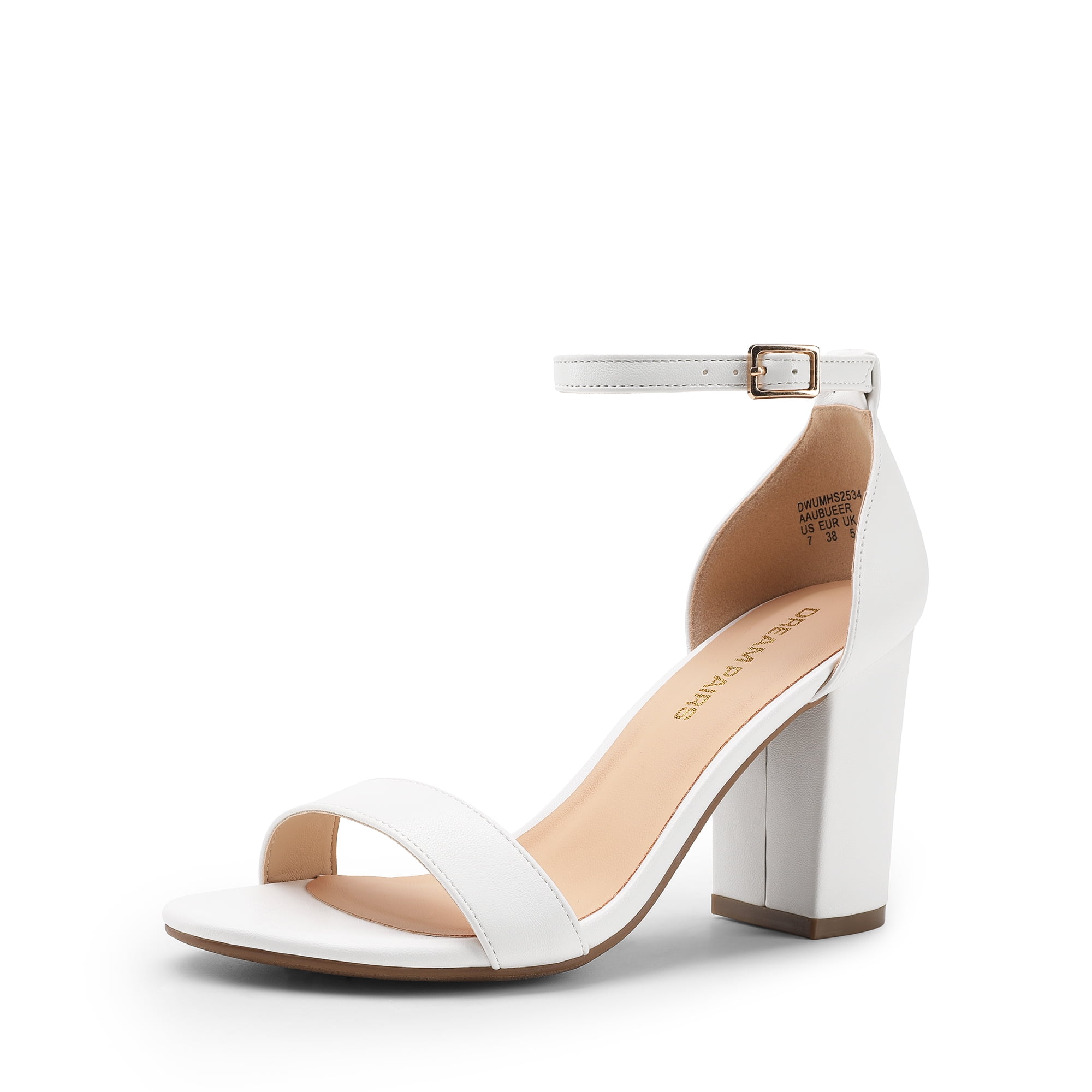 DREAM PAIRS Heels for Women Chunky Block Heel Open Toe Ankle Strap 3.5 ...