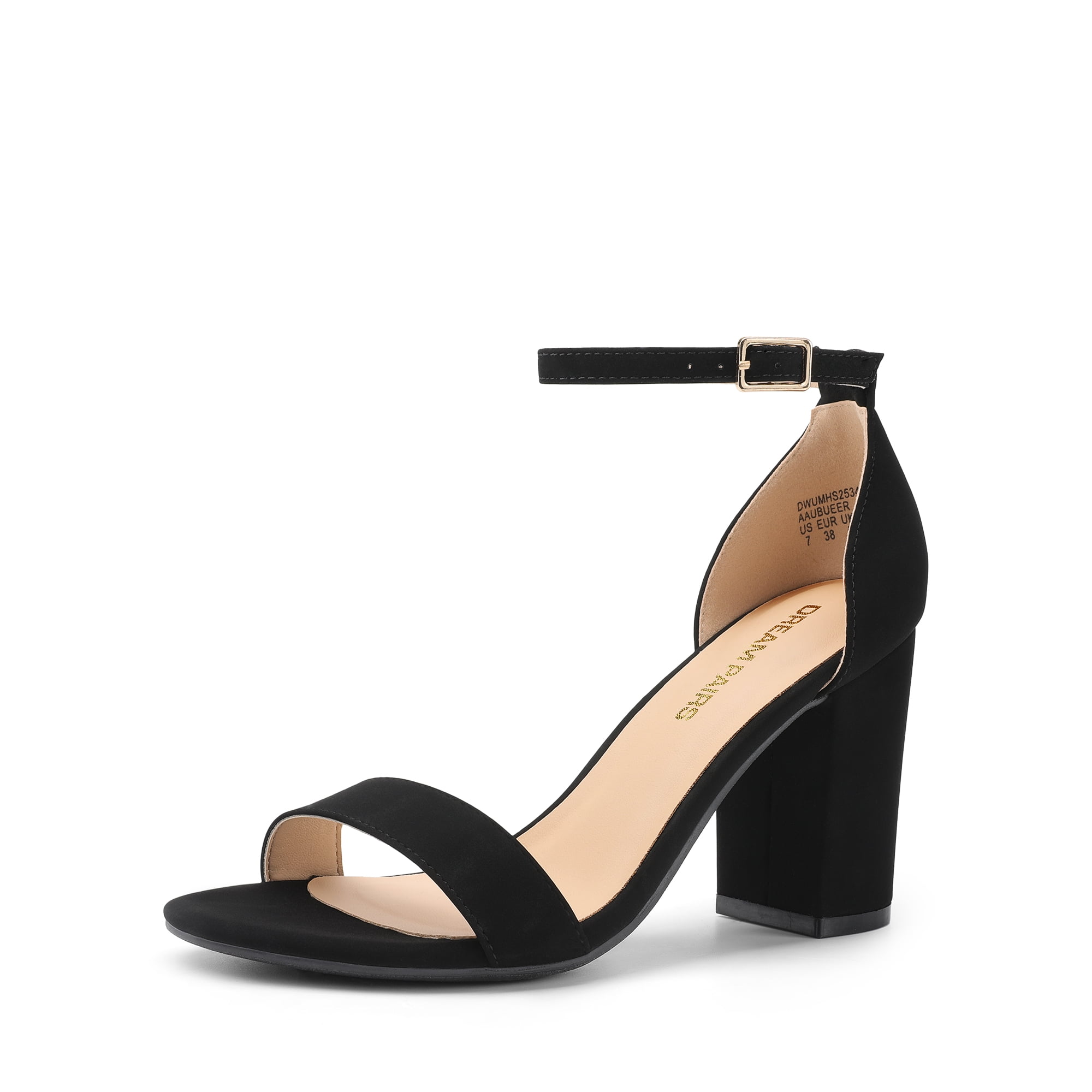 DREAM PAIRS Heels for Women Chunky Block Heel Open Toe Ankle Strap 3.5 ...