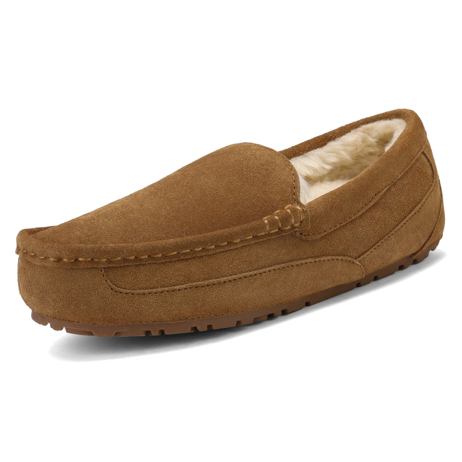 Dream Pairs Mens Moccasin Slippers, Faux Suede Leather, Plush Fur ...