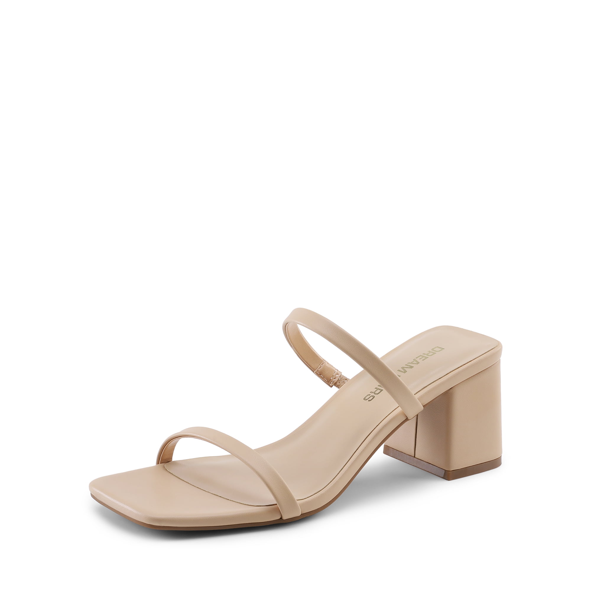 DREAM PAIRS Sandal Heels for Women Low Square Open Toe Block Chunky ...