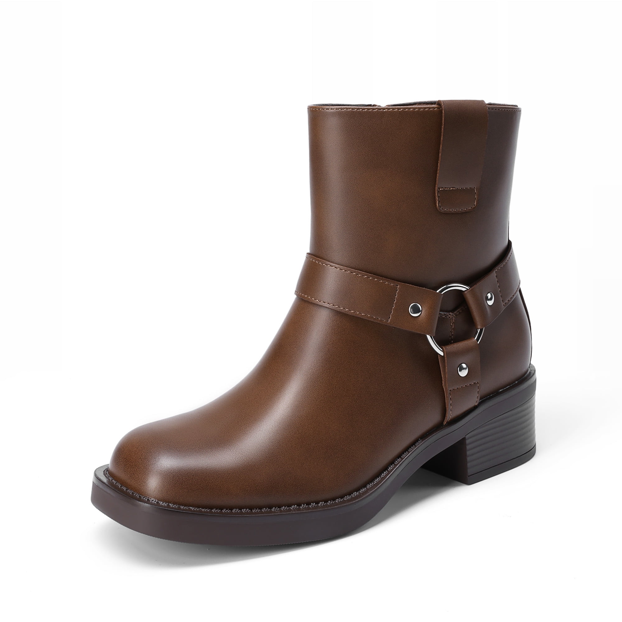 DREAM PAIRS Women's Ankle Booties Low Heel Biker Motorcycle Boots with ...