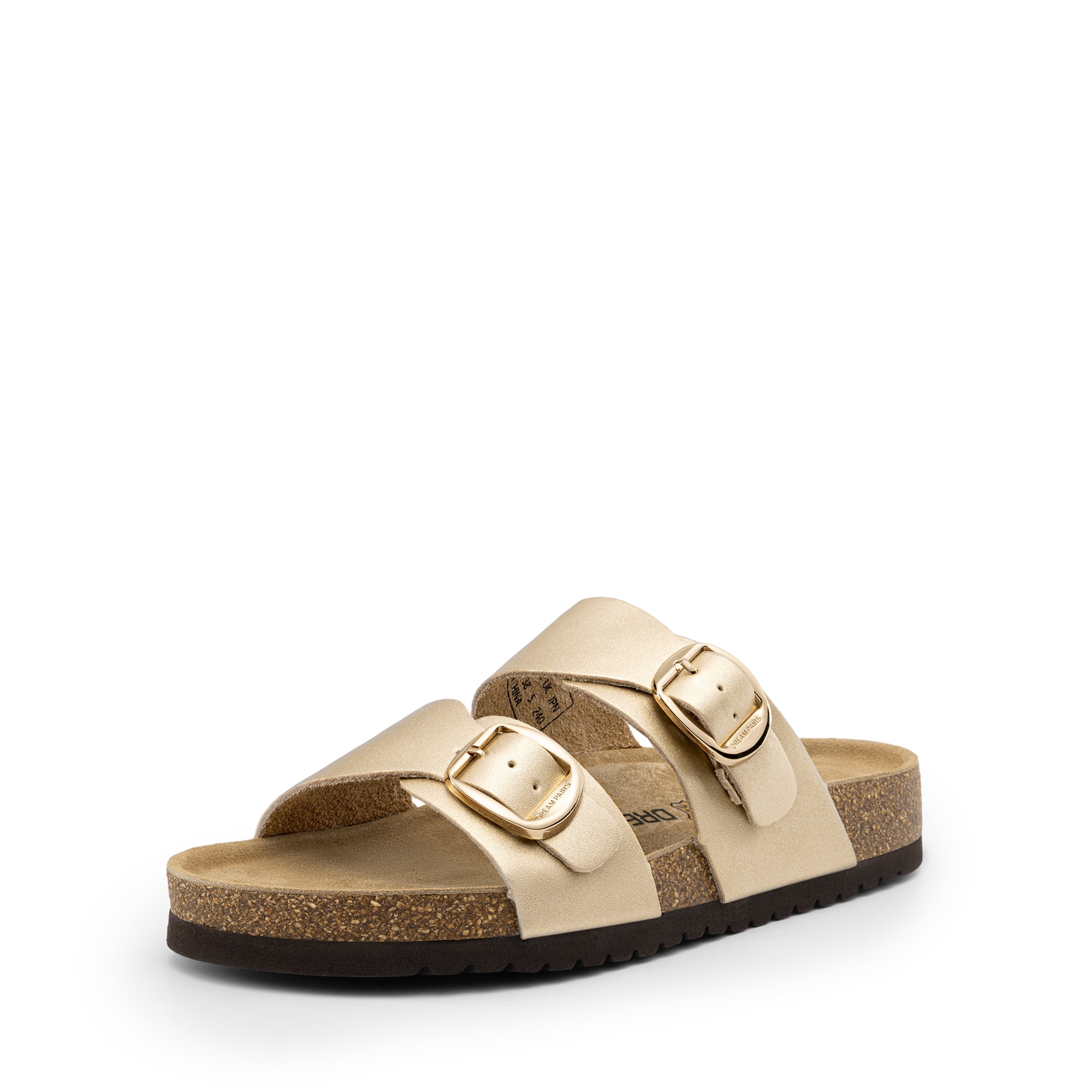 DREAM PAIRS Women's Arch Support Slides Comfortable Double Buckle ...