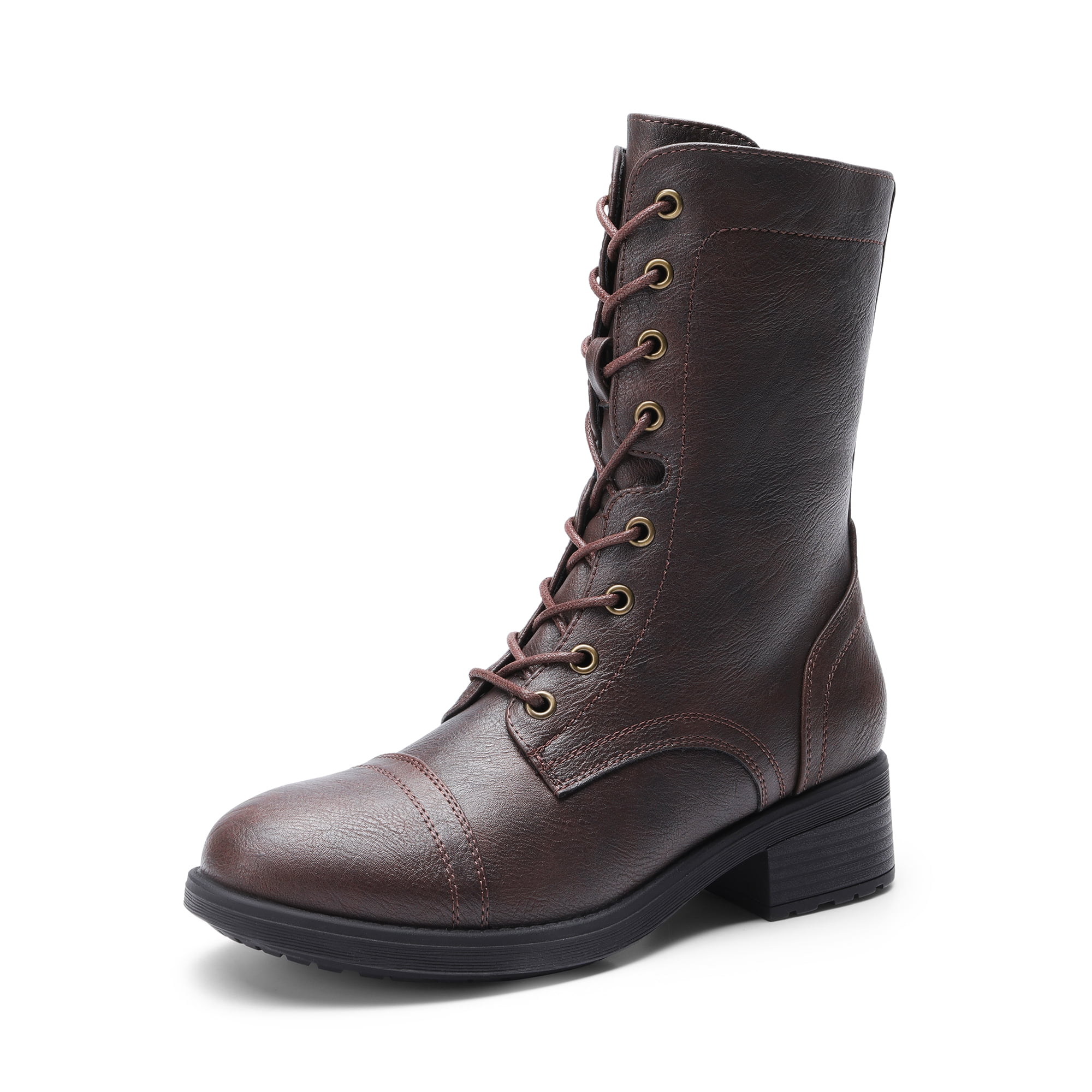 DREAM PAIRS Women's Combat Boots Lace-up Mid Calf Military Riding Boots ...