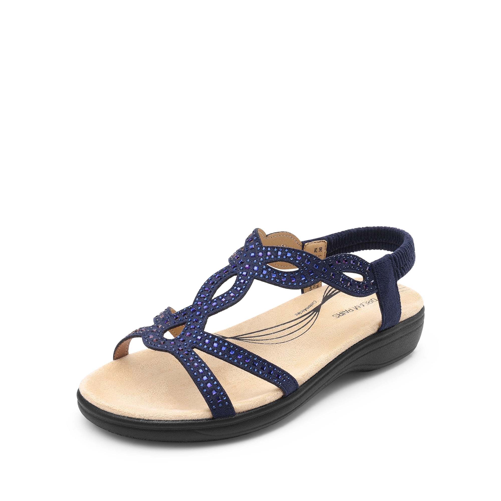 DREAM PAIRS Women's Comfort Dressy Rhinestone Summer Beach Sandals Slip ...