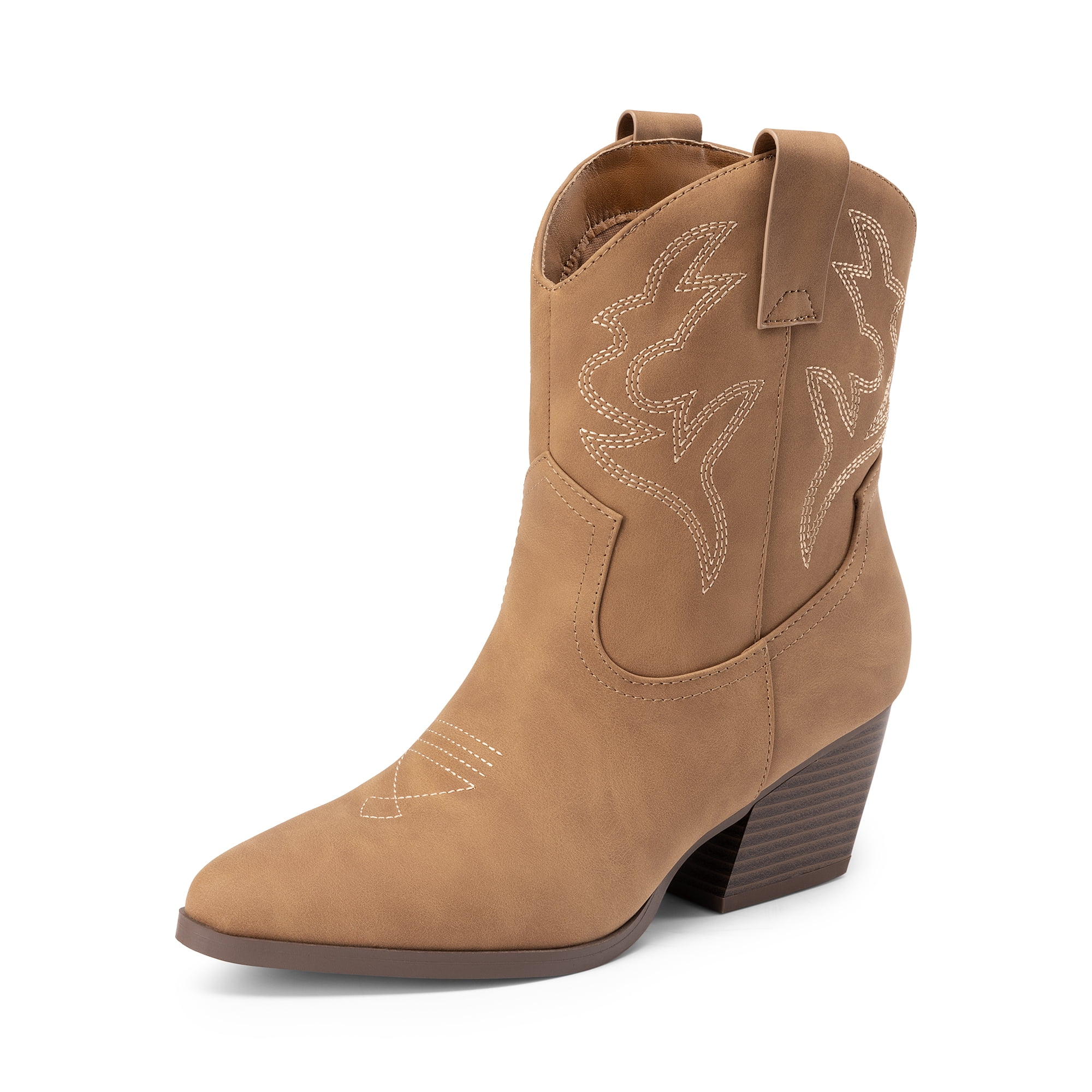 DREAM PAIRS Women's Cowboy Cowgirl Boots Embroidered Stitched Short ...