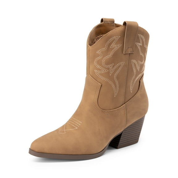 Women’s Western Chunky Heel Metal Pointed Toe Cowgirl Ankle Boots ...