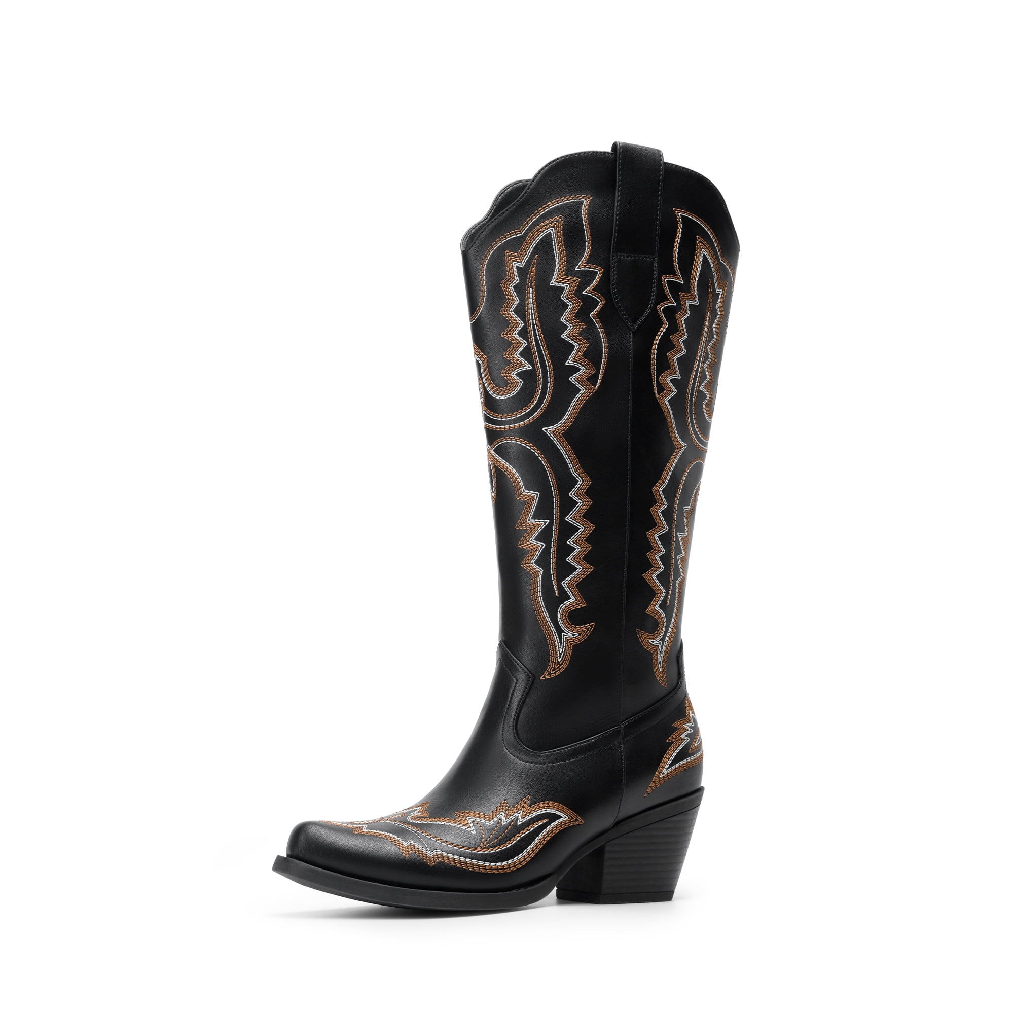DREAM PAIRS Women's Cowboy Knee High Western Boots – Retro Embroidery ...