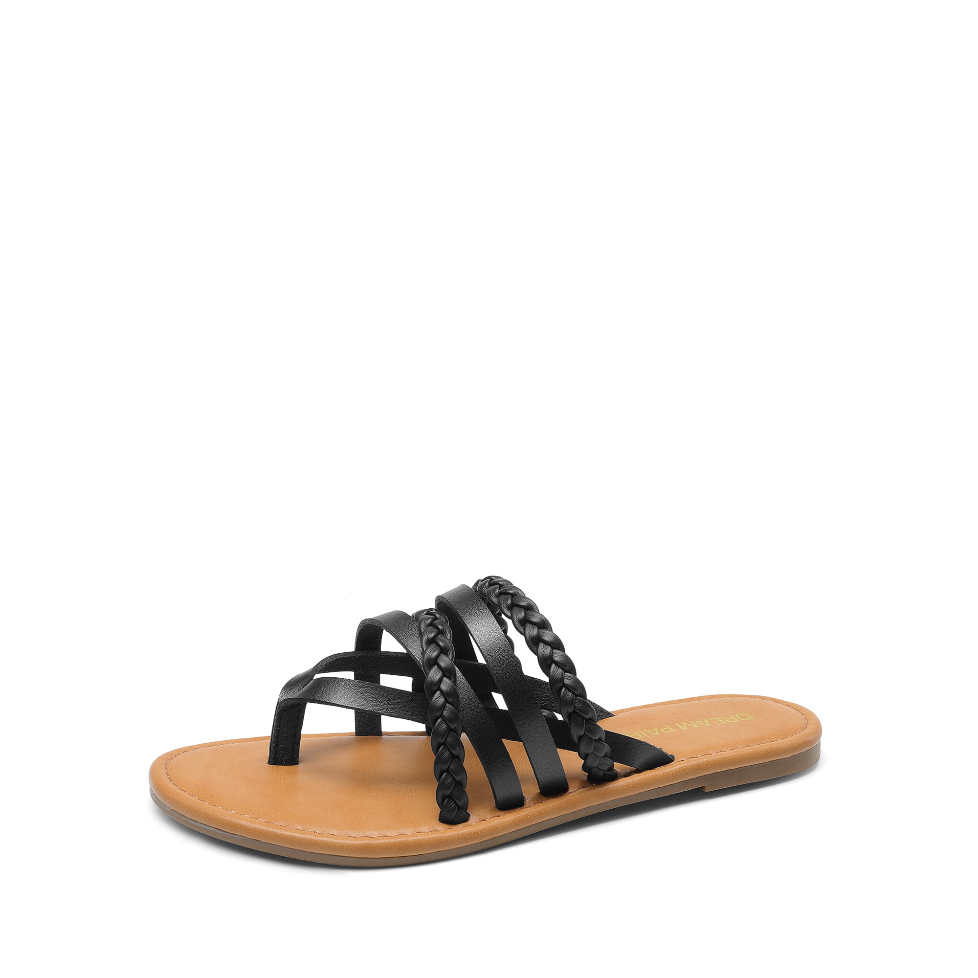 DREAM PAIRS Women's Flip Flops Round Toe Multi Strap lightweight Summer ...