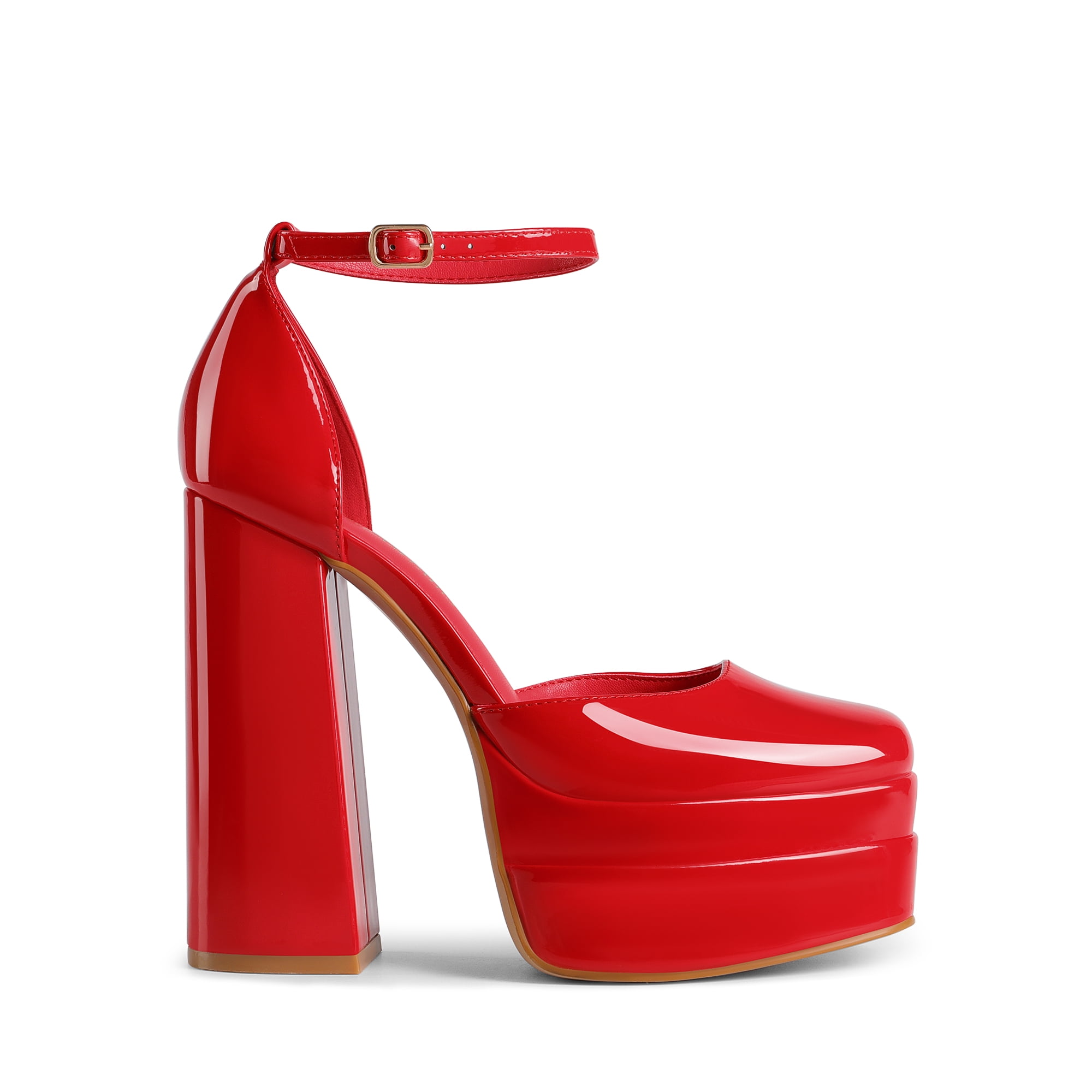 BURUDANI Women’s High Chunky Platform Closed Toe Block Heels Square Toe ...