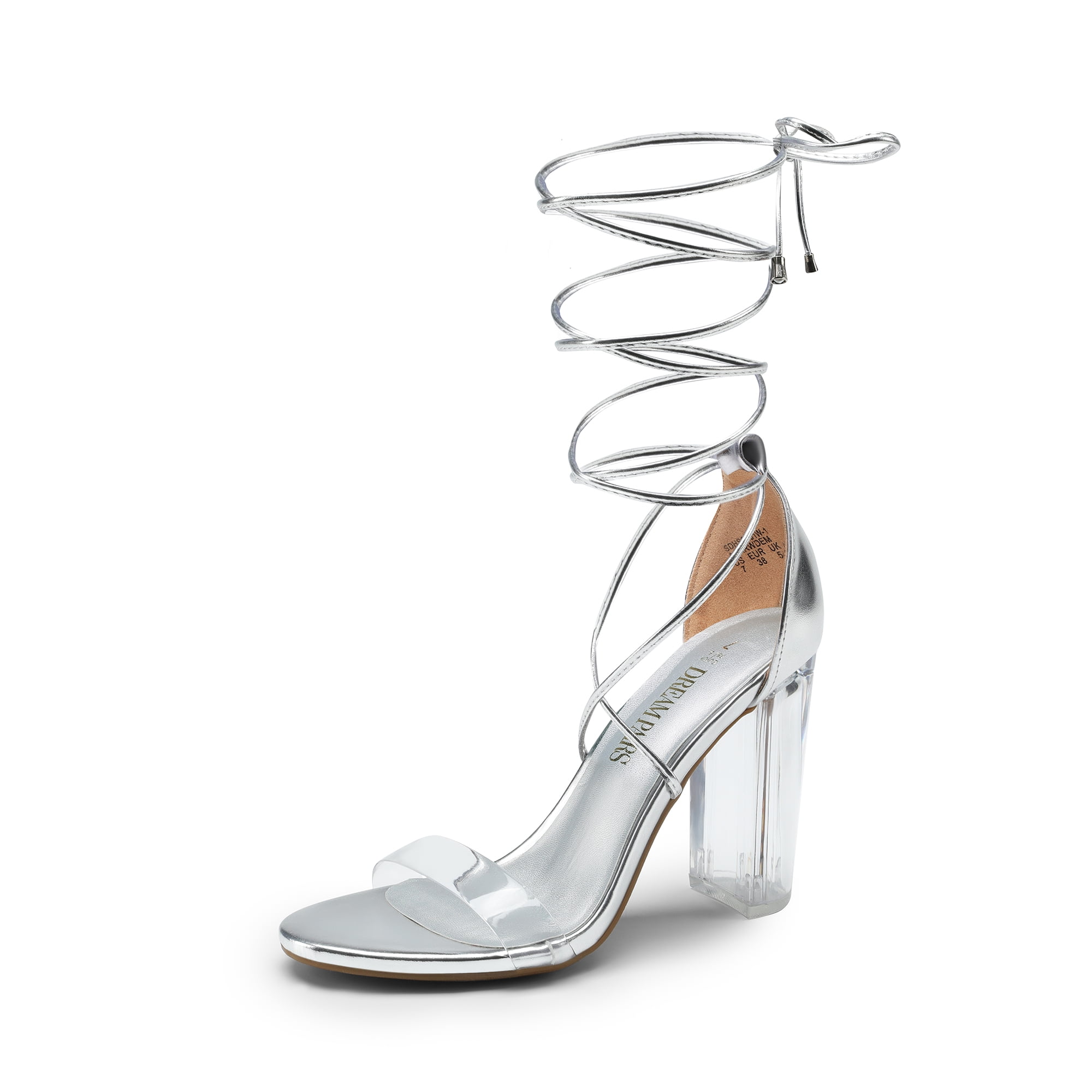 DREAM PAIRS Women's High Heels Lace Up Chunky Block Heels Strappy Sexy ...