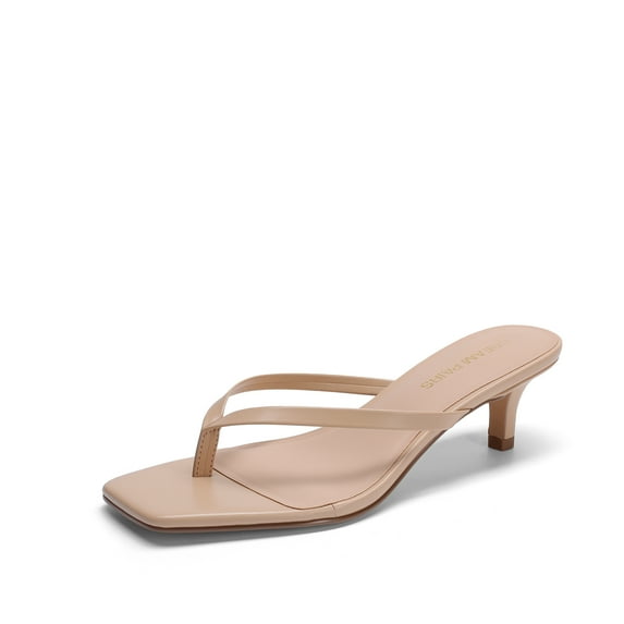 DREAM PAIRS Women’s Kitten Heel Flip Flop Sandals – Low Square Open Toe Thong Heels, 1.96-Inch ...