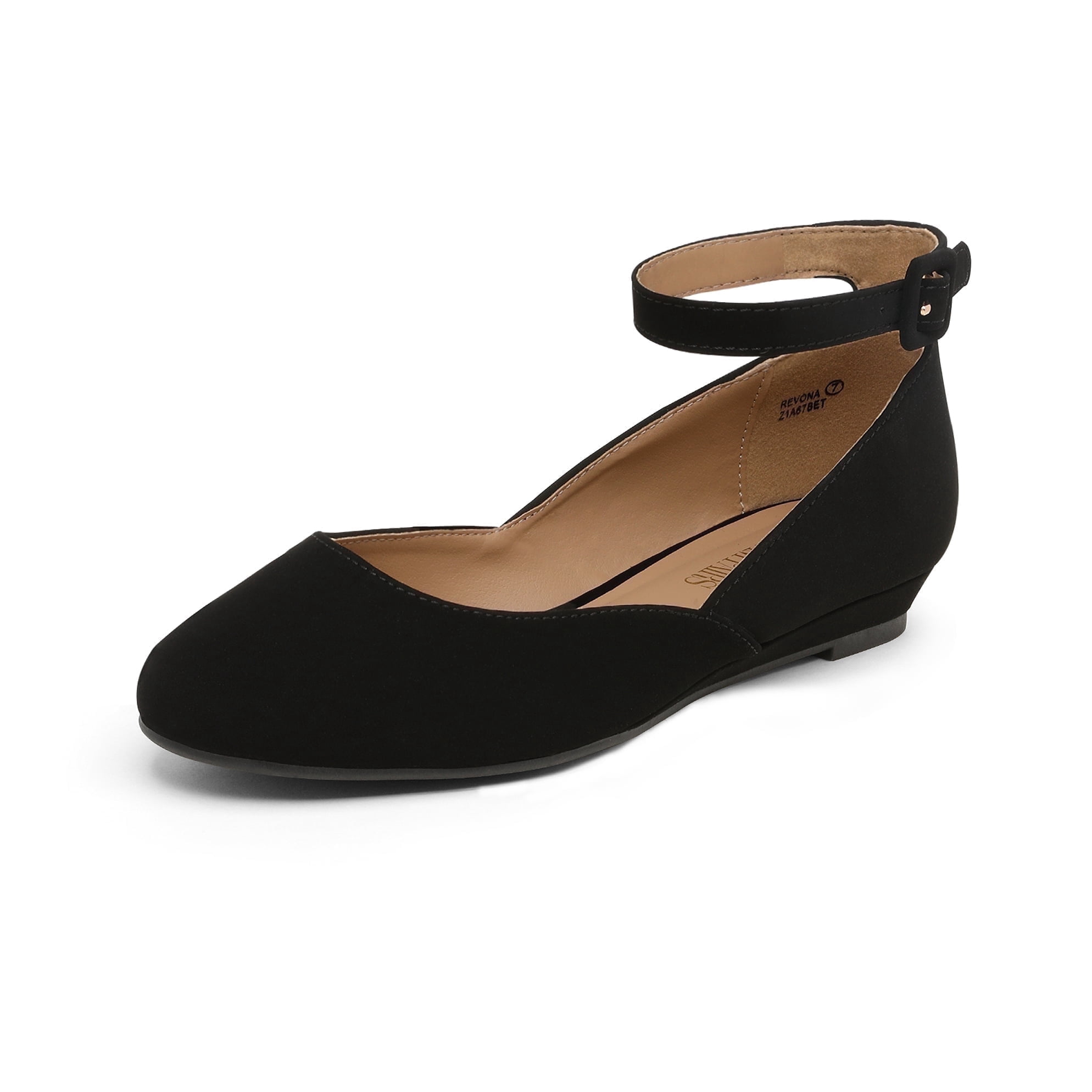 BURUDANI Women's Fashion Comfort Revona Low Wedge Ankle Strap Flats ...