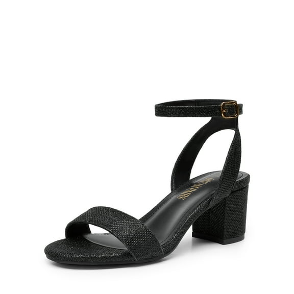 Drie Comfy Heels for Women Women's Open Toe Ankle Strap Low Block ...