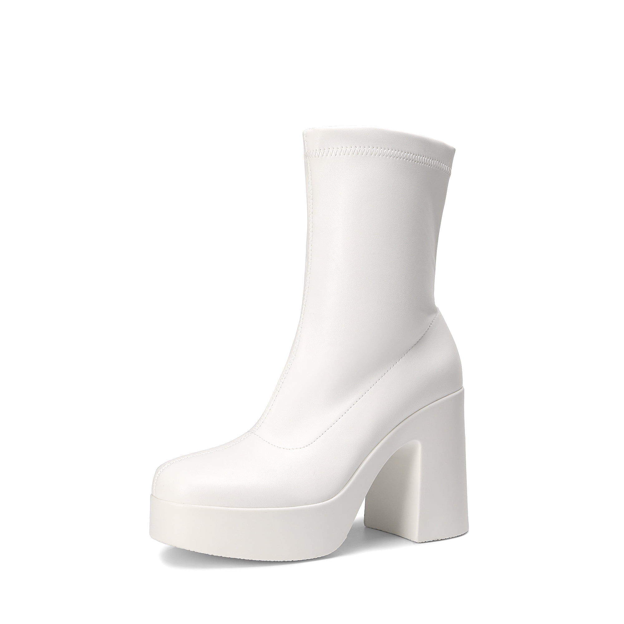 DREAM PAIRS Women's Platform Gogo Ankle Boots High Chunky Block Heel ...