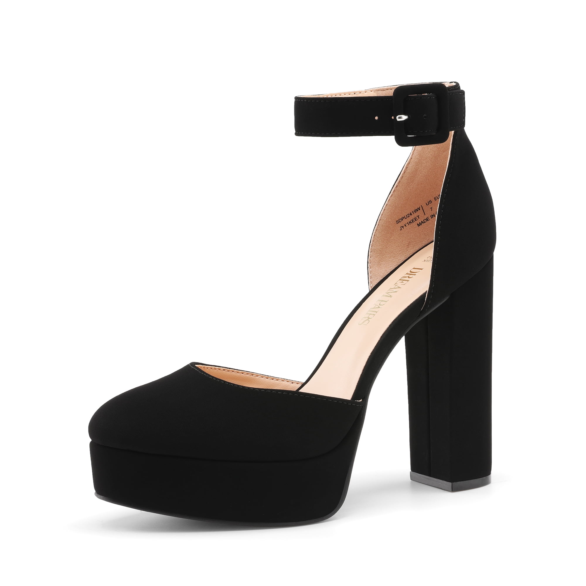 BURUDANI Women's High Chunky Platform Closed Toe Block Heels Square Toe ...